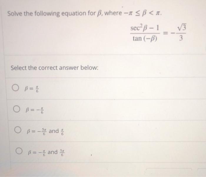 Solved Solve the following equation for B, where -1 | Chegg.com