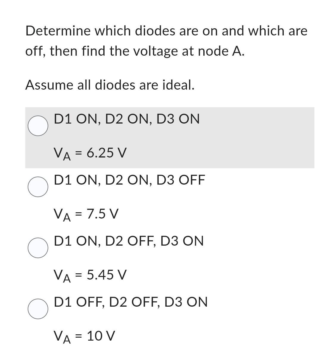 Solved Determine which diodes are on and which are off, then | Chegg.com
