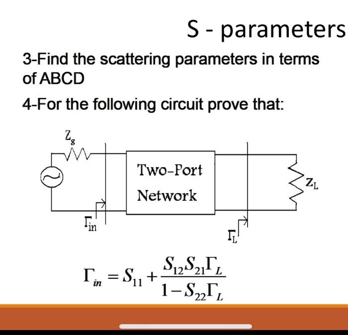 Solved 1− 2-S - parameters 3-Find the scattering parameters | Chegg.com