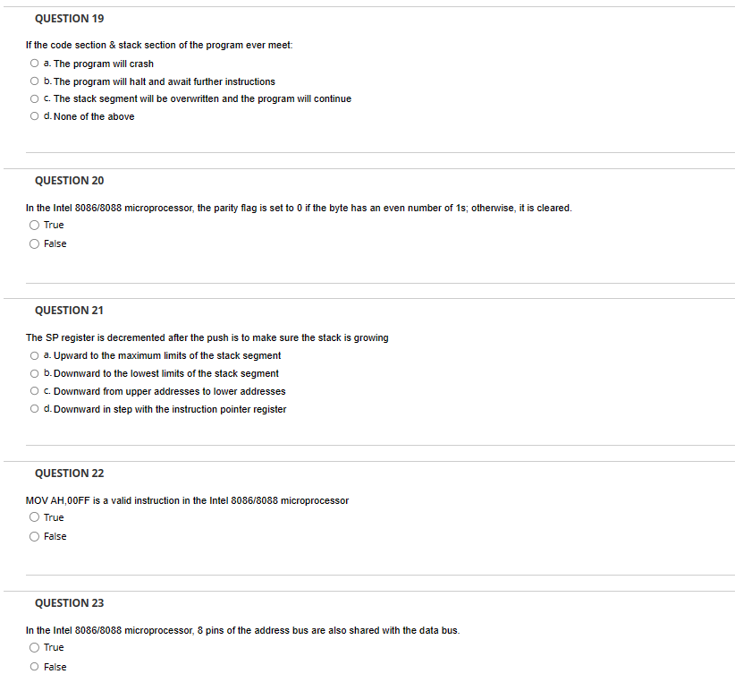 Solved QUESTION 19If the code section & stack section of the | Chegg.com