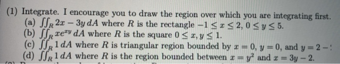 Solved (1) Integrate. I encourage you to draw the region | Chegg.com