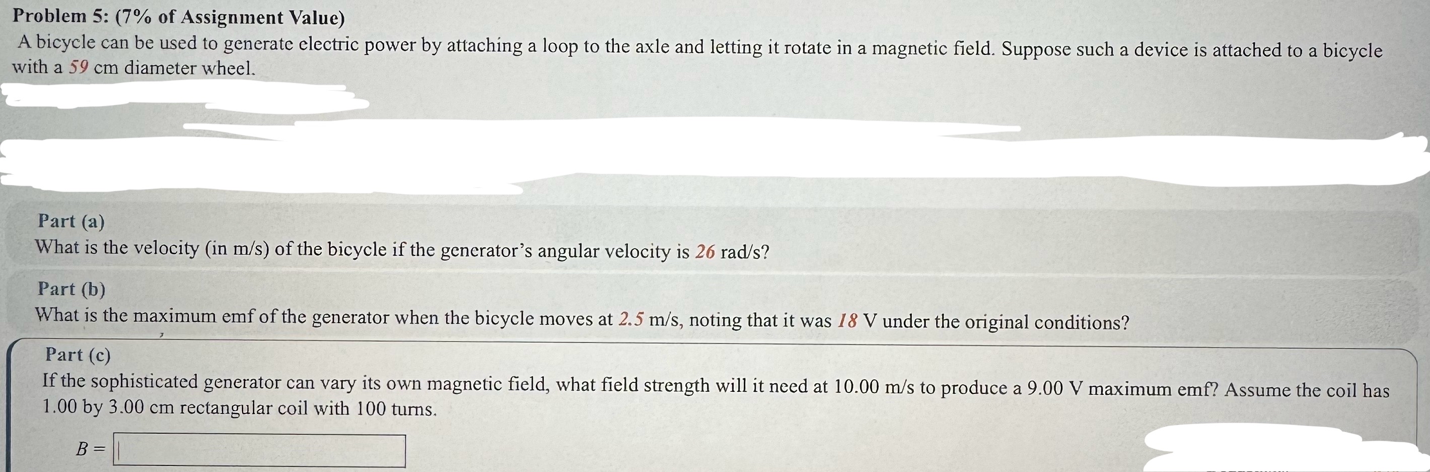 Solved Problem 5: (7% ﻿of Assignment Value)A bicycle can be | Chegg.com