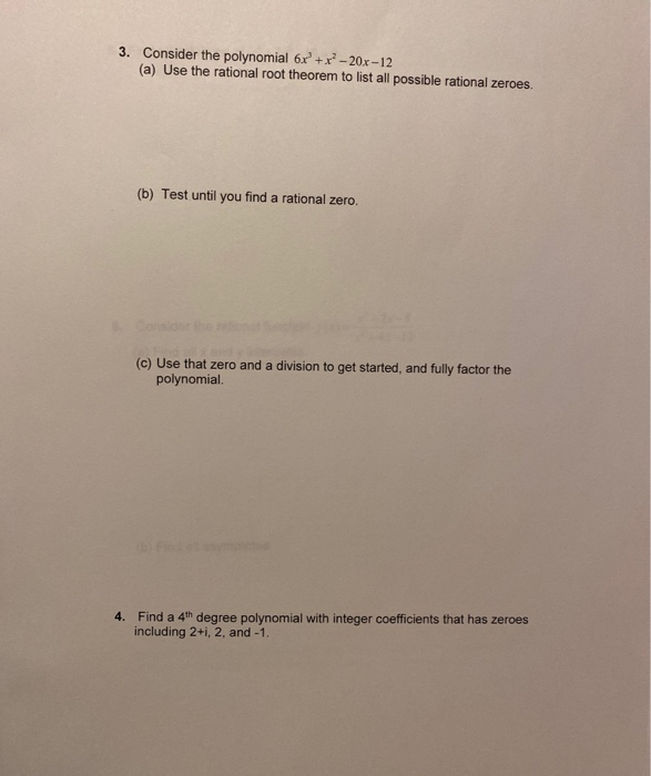 Solved 3. Consider the polynomial 6/'+r-20x - 12 (a) Use the | Chegg.com