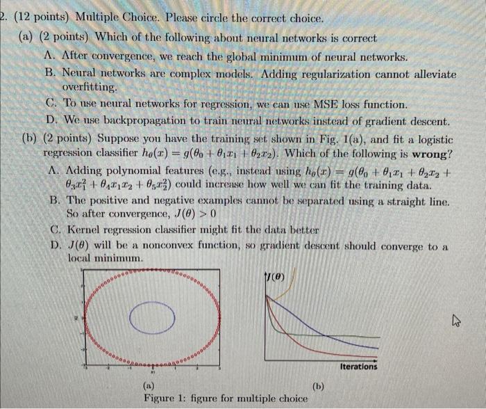 Solved (12 points) Multiple Choice. Please circle the | Chegg.com