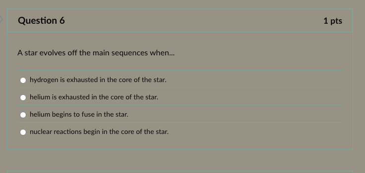 Solved Question 6A star evolves off the main sequences | Chegg.com