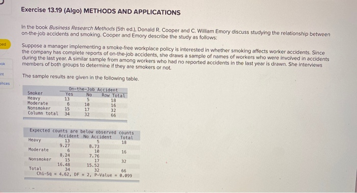 Exercise 13.19 (Algo) METHODS AND APPLICATIONS bed In | Chegg.com