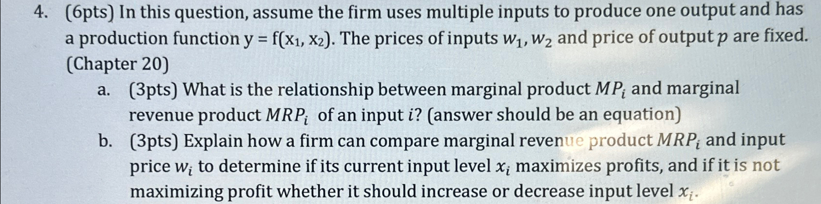 Solved (6pts) ﻿In this question, assume the firm uses | Chegg.com