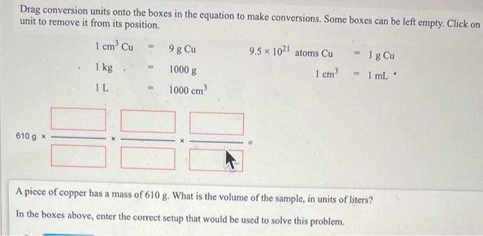 Solved Drag conversion units onto the boxes in the equation | Chegg.com