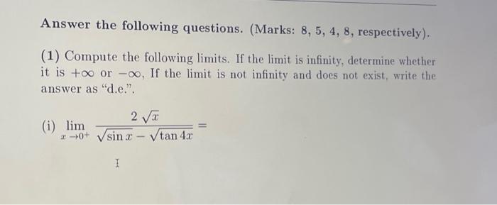 Solved Answer the following questions. (Marks: 8, 5, 4, 8, | Chegg.com
