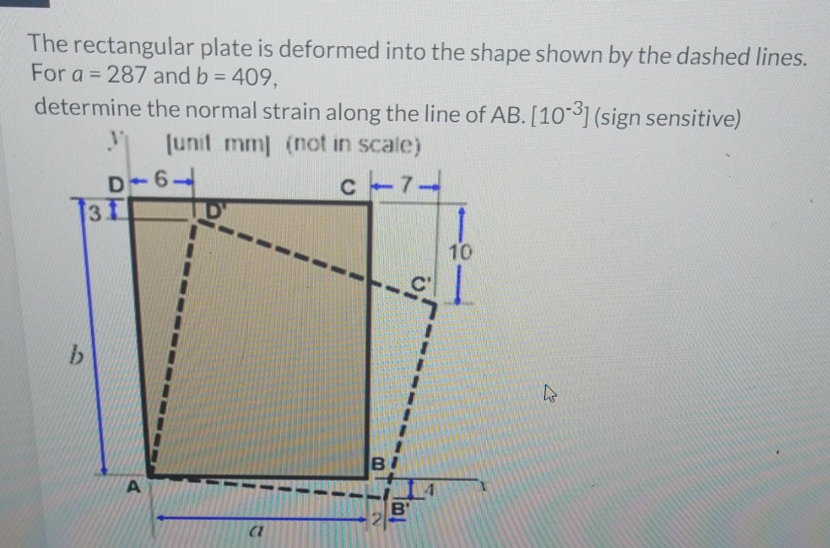 Solved The rectangular plate is deformed into the shape | Chegg.com