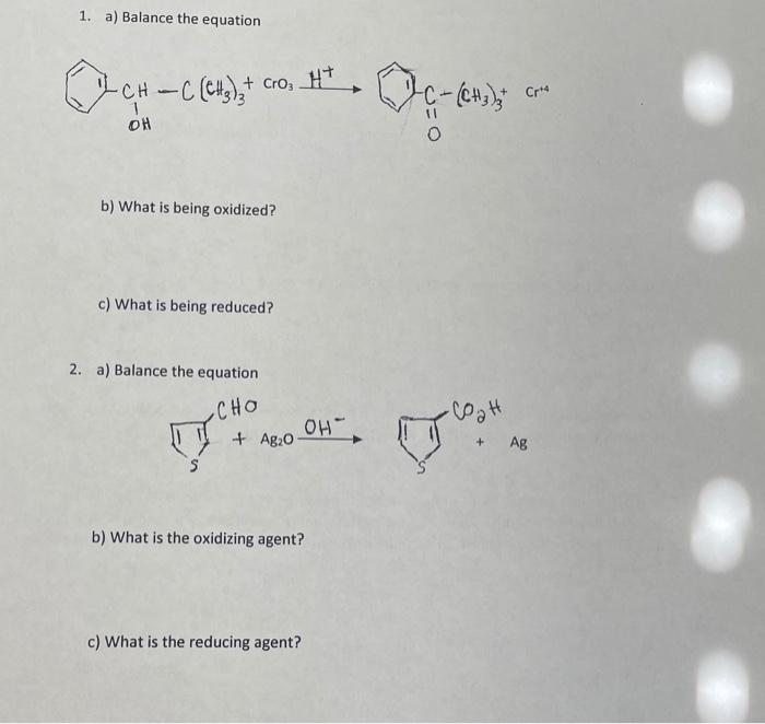 Solved 1. a) Balance the equation ICH –C () + co, #*c-64,); | Chegg.com