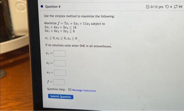 Solved Use the simplex method to maximize the following: | Chegg.com