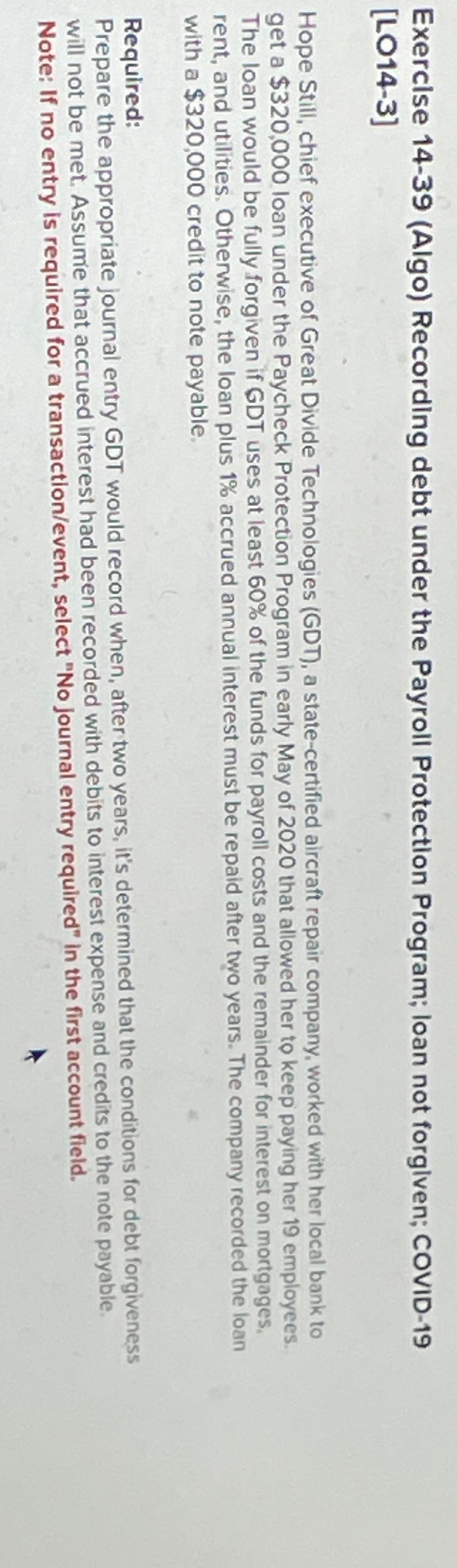 Solved Exerclse 14-39 (Algo) ﻿Recording debt under the | Chegg.com