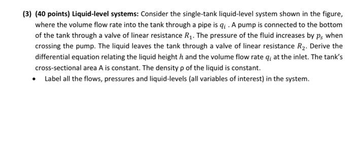 Solved Liquid-level systems: Consider the single-tank | Chegg.com