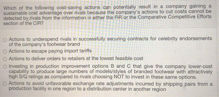 Solved Which of the following cost-saving actions can | Chegg.com