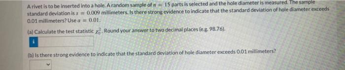 Solved A rivet is to be inserted into a hole. A random | Chegg.com