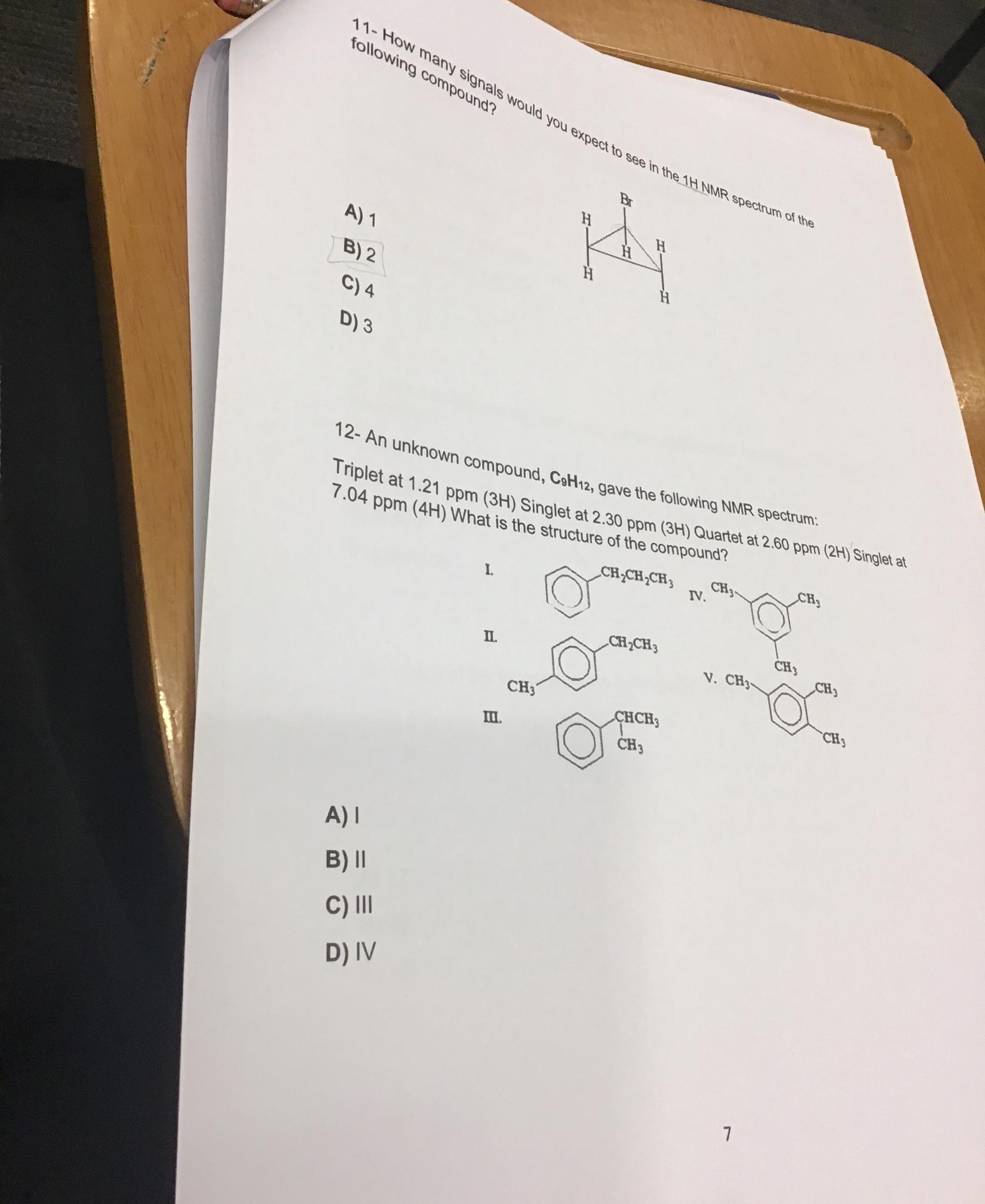Solved HowA) 1B) 2C) 4D) 3An unknown compound, C9H12, ﻿gave | Chegg.com