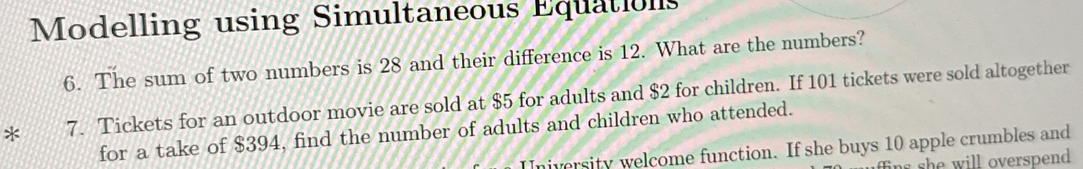 Solved Modelling using Simultaneous Equations6. ﻿The sum of | Chegg.com