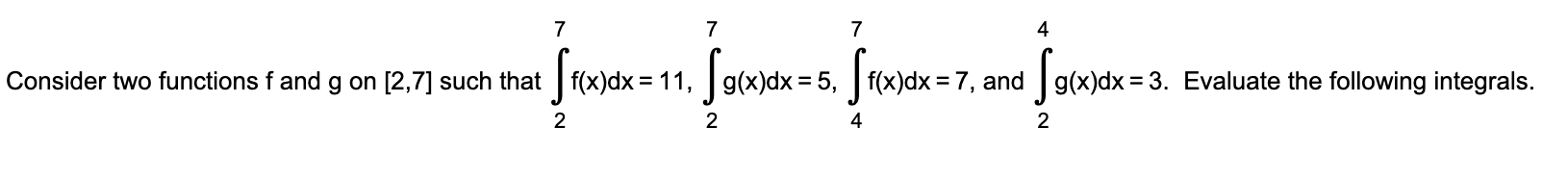 Solved Consider two functions f ﻿and g ﻿on 2,7 ﻿such that | Chegg.com