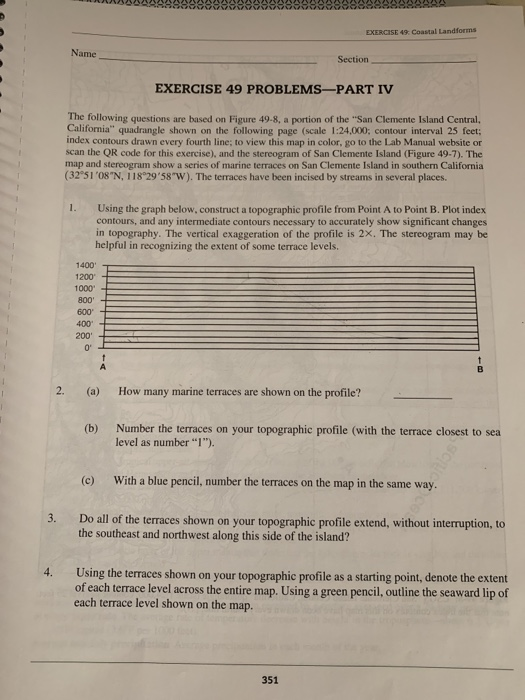Solved EXERCISE 4 Coastal Landforms Name Section EXERCISE 49 | Chegg.com
