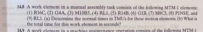 Solved 14.8 A work element in a manual assembly task | Chegg.com
