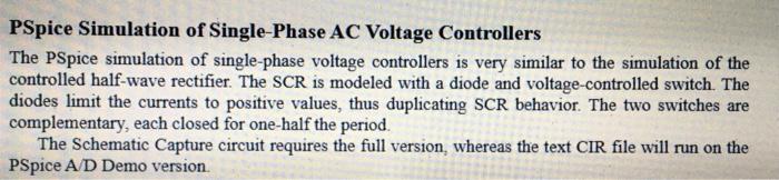 Solved PSpice Simulation of a Single-Phase Voltage | Chegg.com