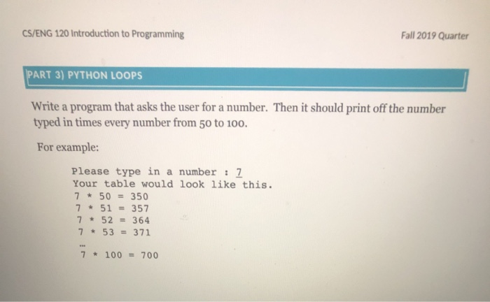 Solved CS/ENG 120 Introduction to Programming Fall 2019 | Chegg.com