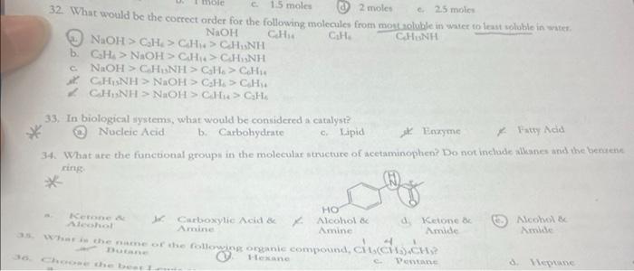 Solved 32. What would be the correct order for the following | Chegg.com