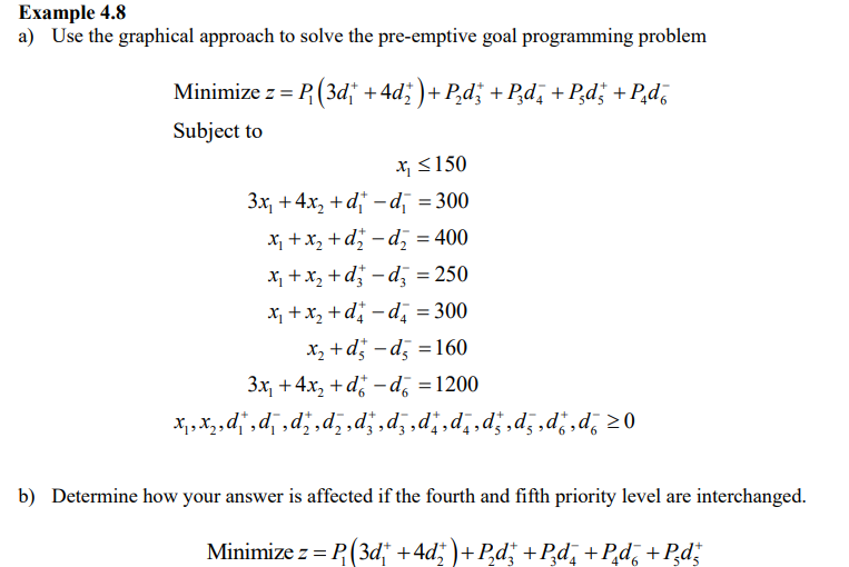 Solved Example 4.8a) ﻿Use the graphical approach to solve | Chegg.com