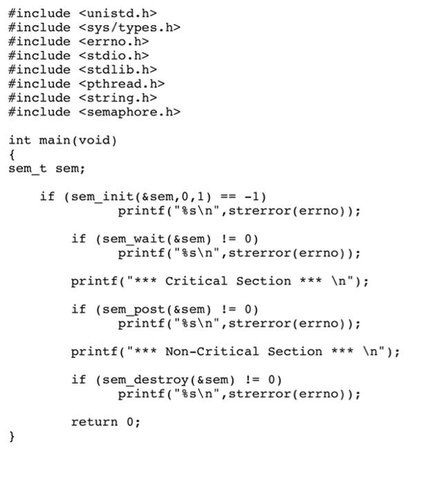 Solved complete code to initiate,wait,etc...add semaphore | Chegg.com