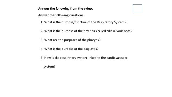 Solved Answer the following from the video. Answer the | Chegg.com