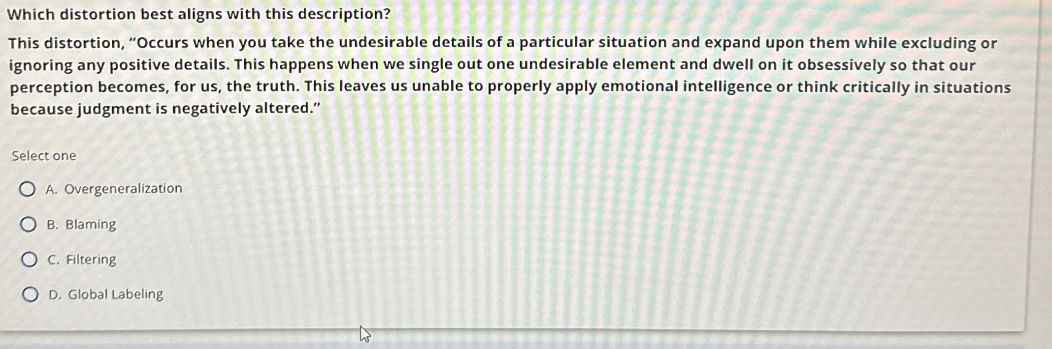 Solved Which distortion best aligns with this description? | Chegg.com