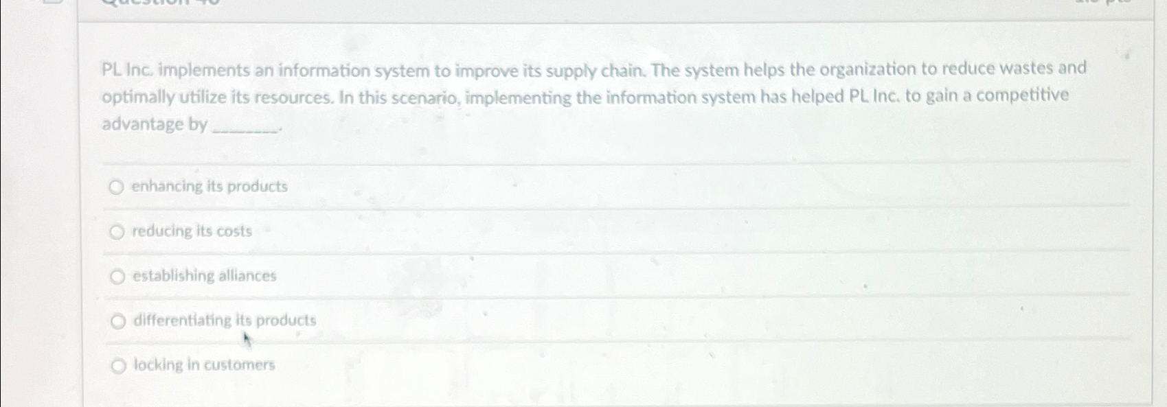 Solved PL Inc. implements an information system to improve | Chegg.com