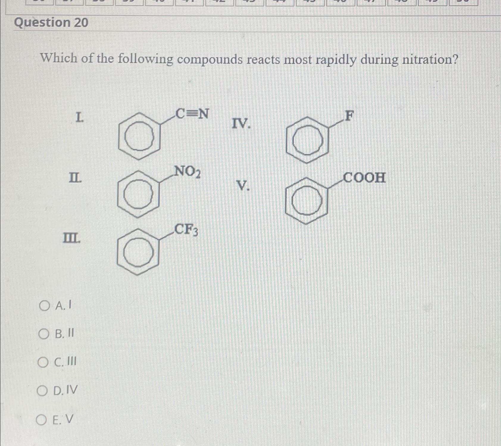 Solved Question 20Which of the following compounds reacts | Chegg.com