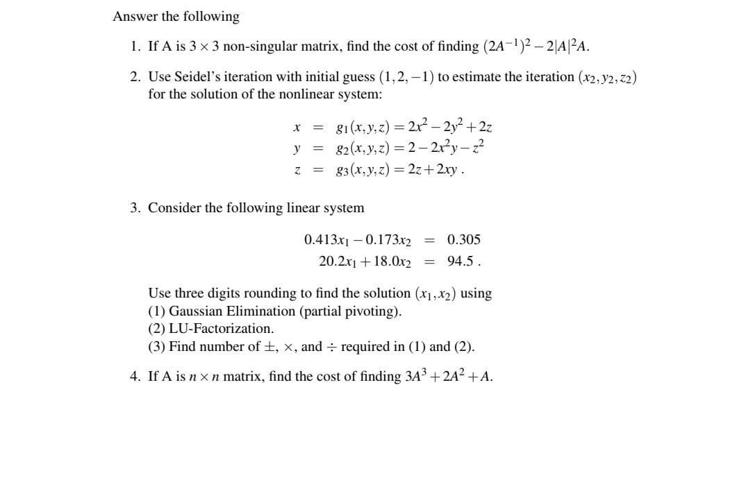 Solved NUMERICAL METHODS "Please solve the question as | Chegg.com