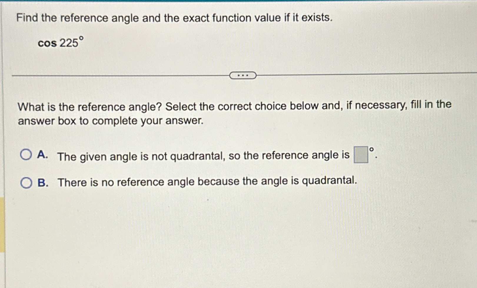 Solved Find the reference angle and the exact function value | Chegg.com