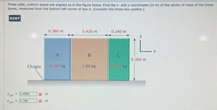 Solved Three solid, uniform boxes are aligned as in the | Chegg.com Solved Three solid, uniform boxes are aligned as in the | Chegg.com