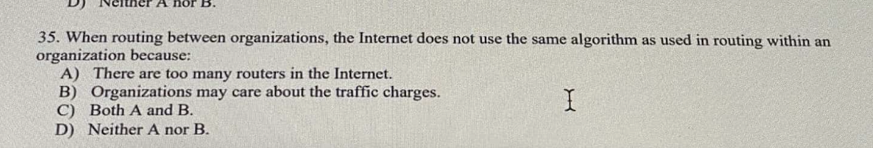Solved 35. ﻿When routing between organizations, the Internet | Chegg.com