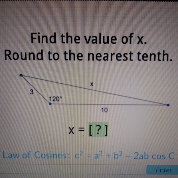 Solved Find the value of x. Round to the nearest tenth. Х 3 | Chegg.com