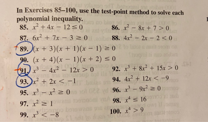 Solved In Exercises 85-100, use the test-point method to | Chegg.com