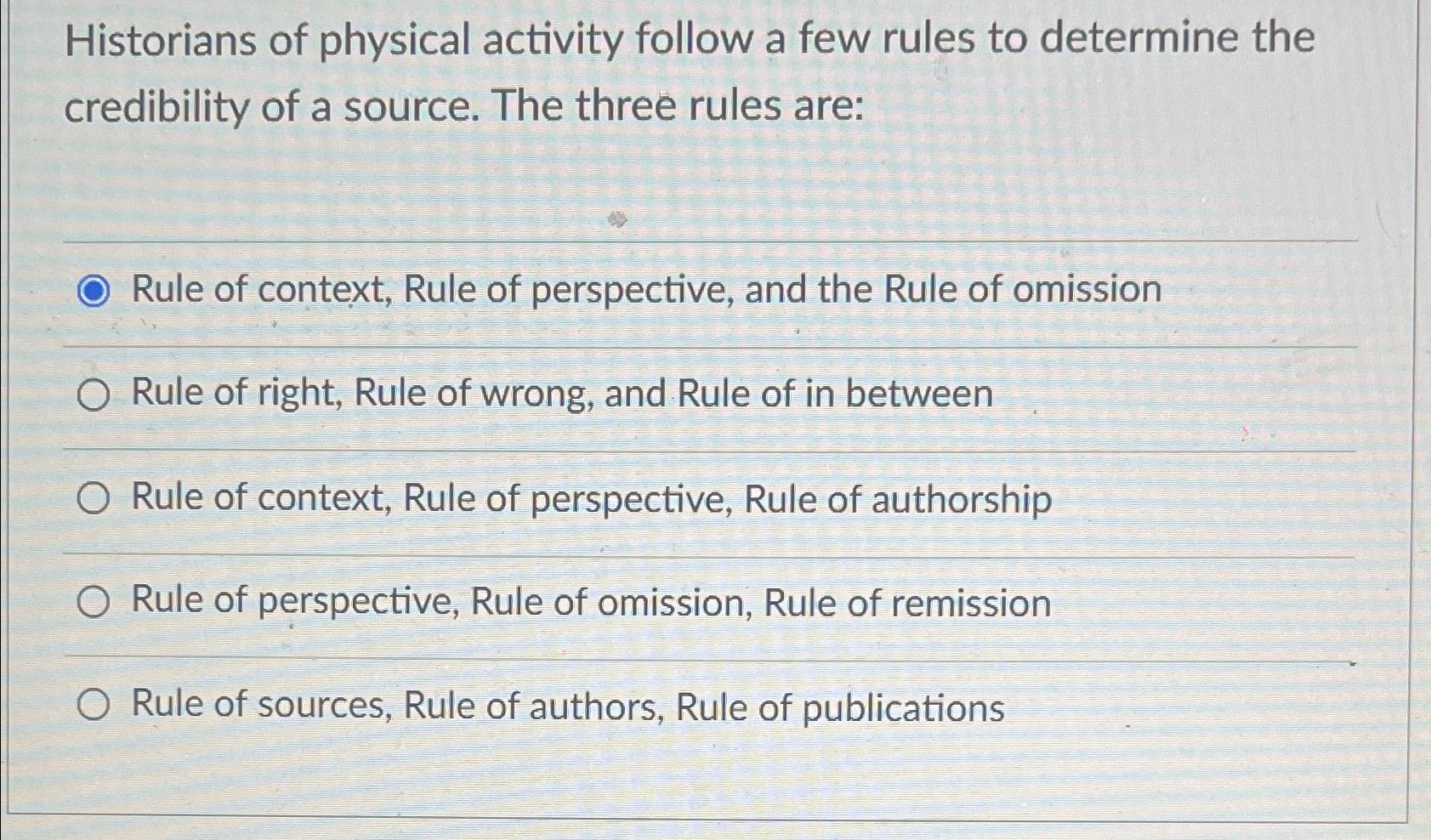 Solved Historians of physical activity follow a few rules to | Chegg.com