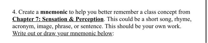 Solved 4. Create a mnemonic to help you better remember a | Chegg.com
