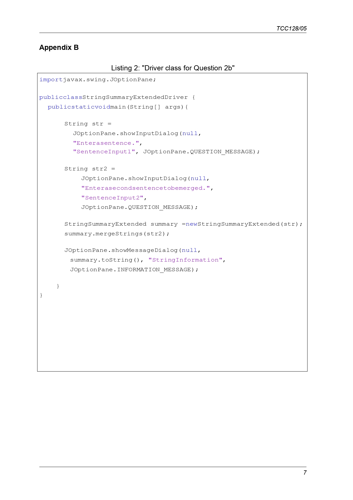 Need to use in JAVA netbeansAppendix BListing 2: | Chegg.com