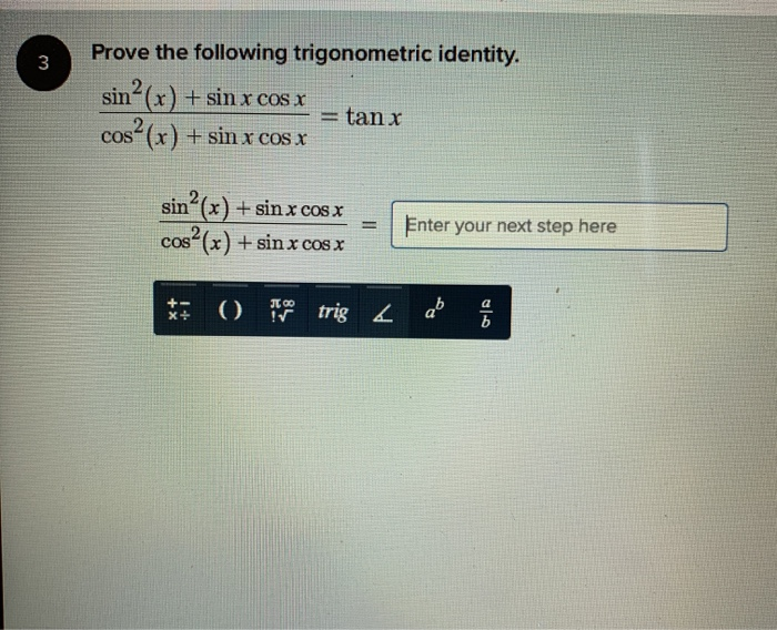 Solved 3 Prove the following trigonometric identity. sin?(x) | Chegg.com