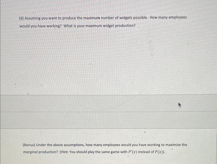 Solved Example 2: Suppose you own a widget production | Chegg.com