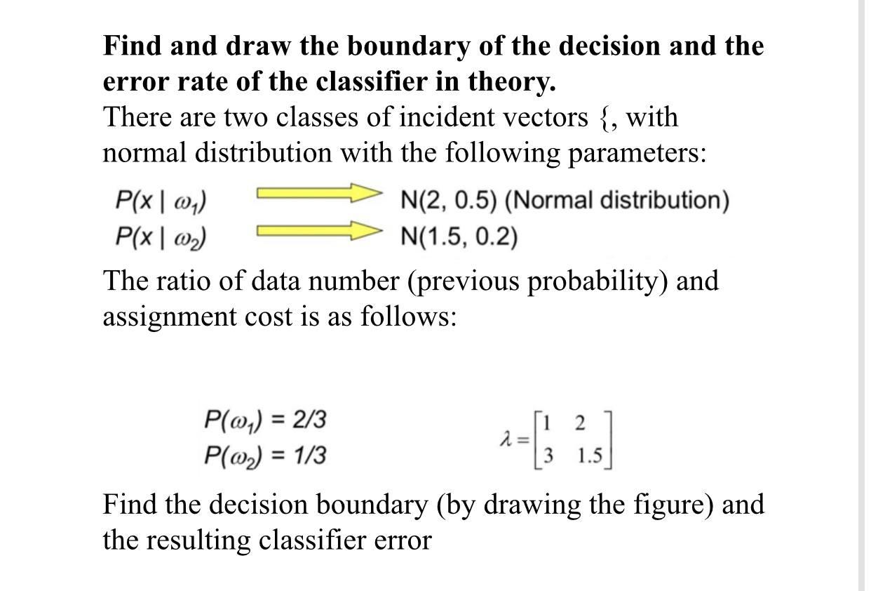Find and draw the boundary of the decision and the | Chegg.com