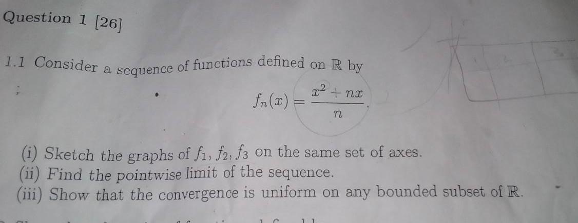 1.1 Consider a sequence of functions defined on R by | Chegg.com