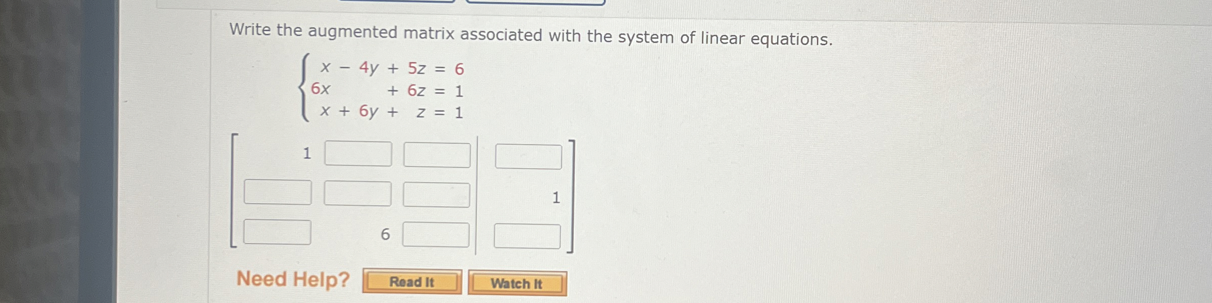 Solved Write the augmented matrix associated with the system | Chegg.com