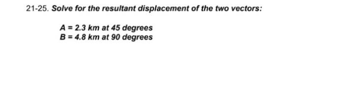 Solved 21-25. Solve for the resultant displacement of the | Chegg.com