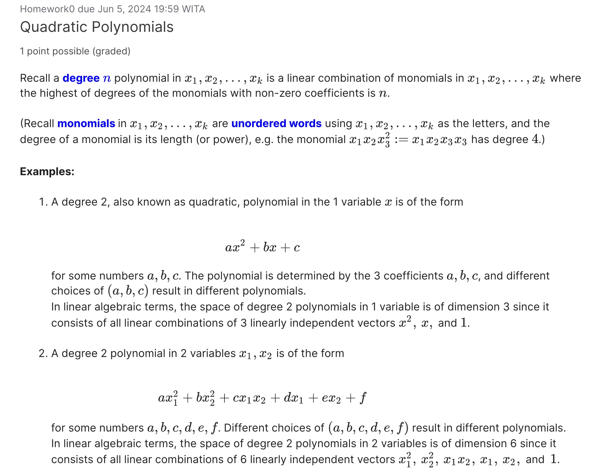 Solved Quadratic Polynomials1 ﻿point possible (graded)Recall | Chegg.com